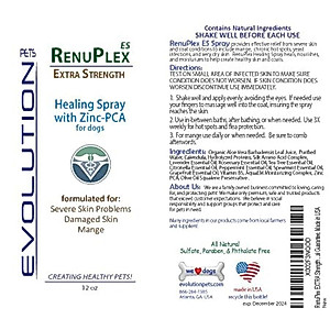 RenuPlex Extra Strength Dog Healing Spray for Dog Hot Spots, Mange, Dog Skin Problems. Made in USA