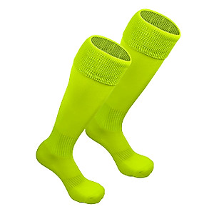 Just 4 Kicks Kid's Soccer Socks, Youth Solid Colors Soccer Socks (Neon Yellow)