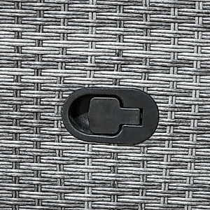 Outsunny Outdoor Recliner Chair with Adjustable Armrests, Footrest, PE Wicker Reclining Patio Lounge Chair with Cushions, Side Tray Table for Porch, Balcony, Dark Blue