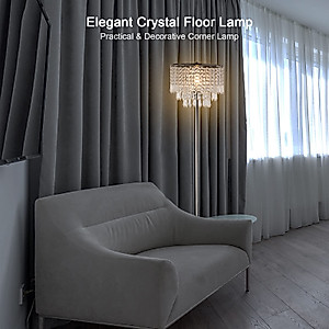 Crystal Floor Lamp, Triper-Layer Lampshade Crystal Floor Lamp for Bedroom Living Room, Modern Floor Lights with Foot Switch for Office, 66.92" Tall Pole Lamp, Elegant Chrome Finish, Bulb NOT Included