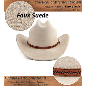 Pro Celia Cowboy Hat for Women and Men Wide Brim Western Cowgirl Hat (US, Alpha, One Size, Beige)