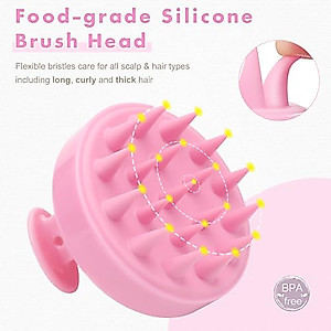 FREATECH 2-Pack Hair Scalp Massager Shampoo Brush, Shower Hair Brush with Long & Flexible Silicone Bristles for Scalp Scrub, Head Massage and Hair Growth, Dandruff Comb Scalp Scrubber Exfoliator