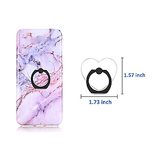lenoup Transparent Heart Cell Phone Ring Holder Kickstand,Bling Bling Sparkle Diamond Clear Heart Cell Phone Finger Ring Grip Stand(Silver/Black)