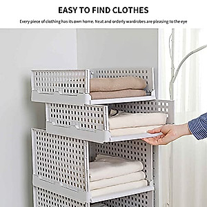 Qiopertar Wardrobe Storage Rack Foldable Disassembly Stacking Finishing Storage Box Plastic Thickened Partition Drawer Type Push-Pull Frame