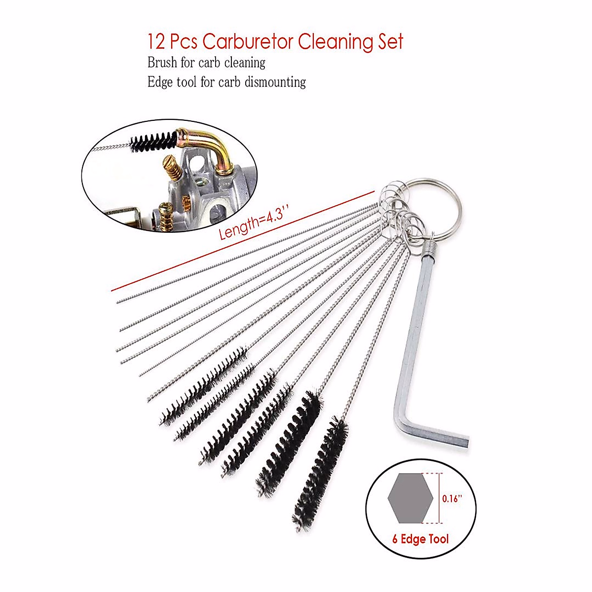 11pcs Carburetor Adjustment Tool + Carrying Case + Cleaning Brush for Common 2 Cycle Carburator Engine - Carburetor Adjustment Tool Set Carburetor Tune up Adjusting Tool
