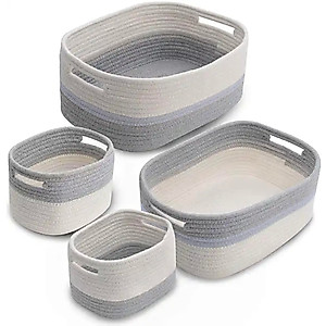 Cotton Rope Storage Basket Set of 4 with Handles