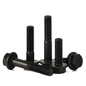 M8 x 20mm Flanged Hex Head Bolts Flange Hexagon Screws, Full Thread, Alloy Steel, Black Oxide Finish, Quantity 20
