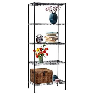 MGHH Wire Rack Shelving, Metal Rack Organizer Heavy Duty Wire Rack Basement Storage Unit Rack Utility for Bathroom Office Kitchen (Black, 14" D x 24" W x 60" H)