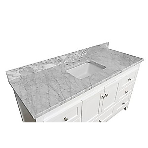 Kitchen Bath Collection Abbey 60-inch Single Bathroom Vanity (Carrara/White): Includes White Cabinet with Authentic Italian Carrara Marble Countertop and White Ceramic Sink