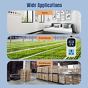 Liccx Digital Humidity Controller,0~99percent RH Ultra-Wide Control Range Hygrostat Humidity Switch for Greenhouse(US Plug)