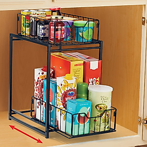 Collections Etc 2 Tier Wire Basket Expanding Cabinet Storage Caddy
