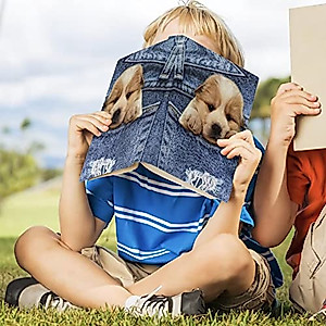 AFPANQZ Funny Denim Dog Print Book Covers Book Sleeve Textbook Paperback Protector Book Pouch Reusable Washable Book Covers 9 x 11 Inches Elastic Book Covers