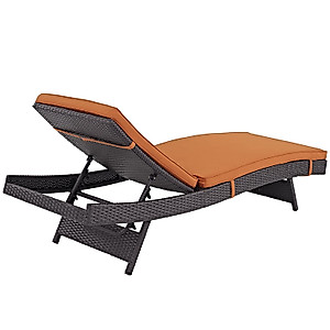 Modway Convene Wicker Rattan Outdoor Patio Chaise Lounge Chair in Espresso Orange