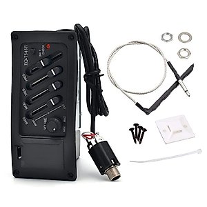 Jiayouy Guitar Pickup 4 Band EQ-7545R Preamp Amplifier Equalizer Tuner Piezo Pickup for Acoustic Guitars