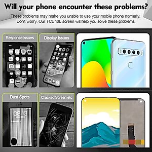 OCOLOR Replacement for TCL 10L LCD Display Touch Screen Digitizer Assembly for TCL 10 Lite T780H T770 T770B T770H PLEX T780 with Tools (Black)