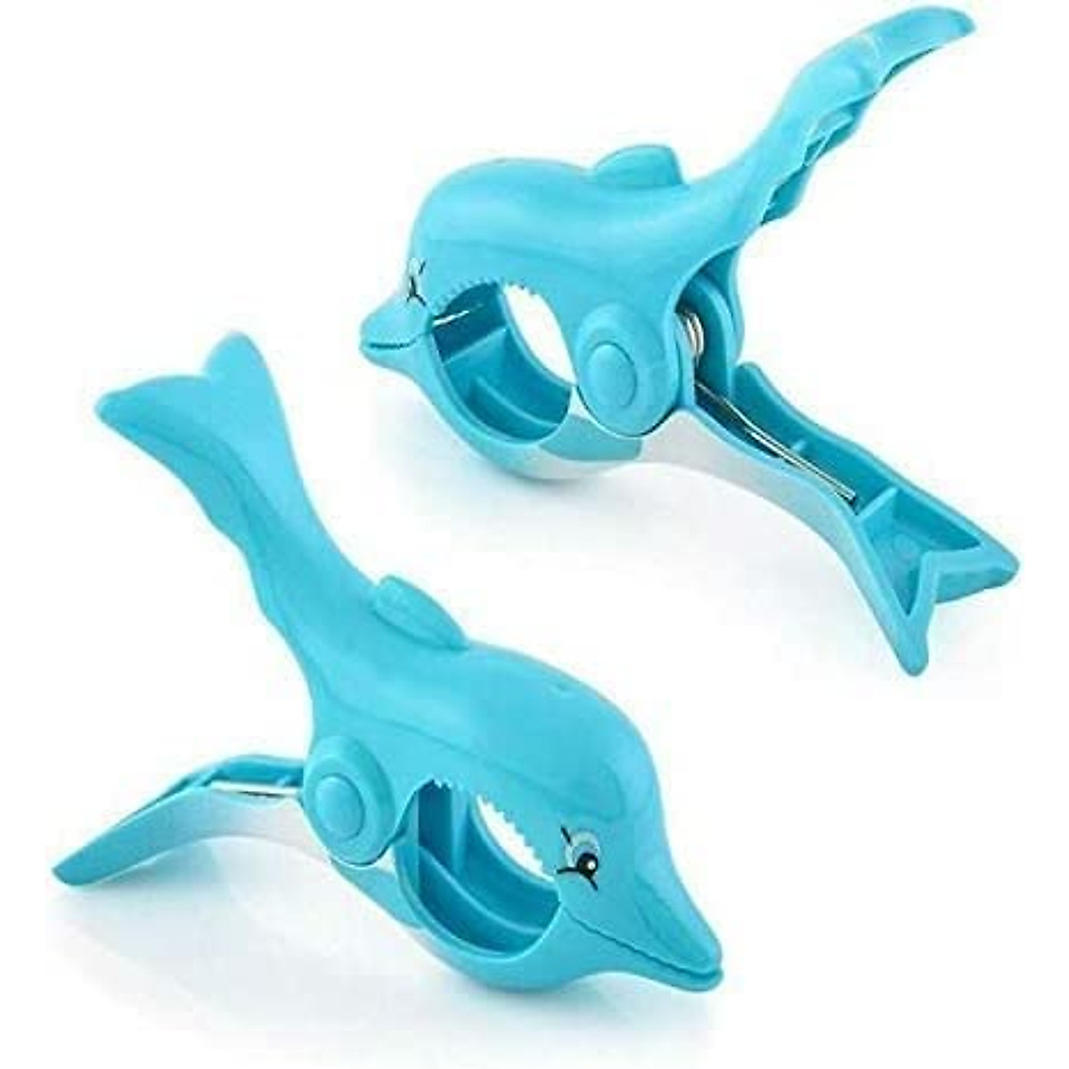 4 Set (8 Ct) 2X Blue Flipflop / 2X Dolphin Beach Towel Clips Jumbo Size for Beach Chair, Cruise Beach Patio, Pool Accessories for Chairs, Household Clip, Baby Stroller