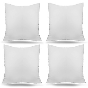 Ogrmar 4 Packs 18" x 18" Premium White Throw Pillow Insert Hypoallergenic High-Resilient PP Cotton Stuffer Pillow Insert Square Form Sham Stuffer Decorative Pillow, Cushion (18" x 18")
