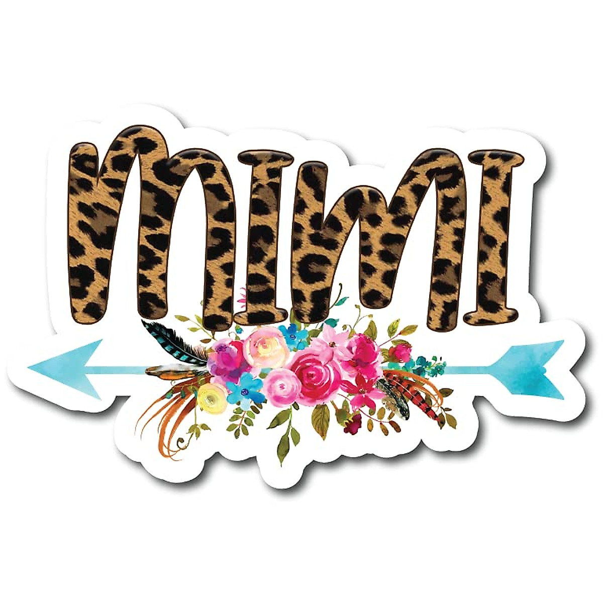 Mimi | Cheetah Print | Flowers | Single |5 Inch Magnet | Made in The USA | Car Auto Tool Box Refrigerator Magnet|S10481