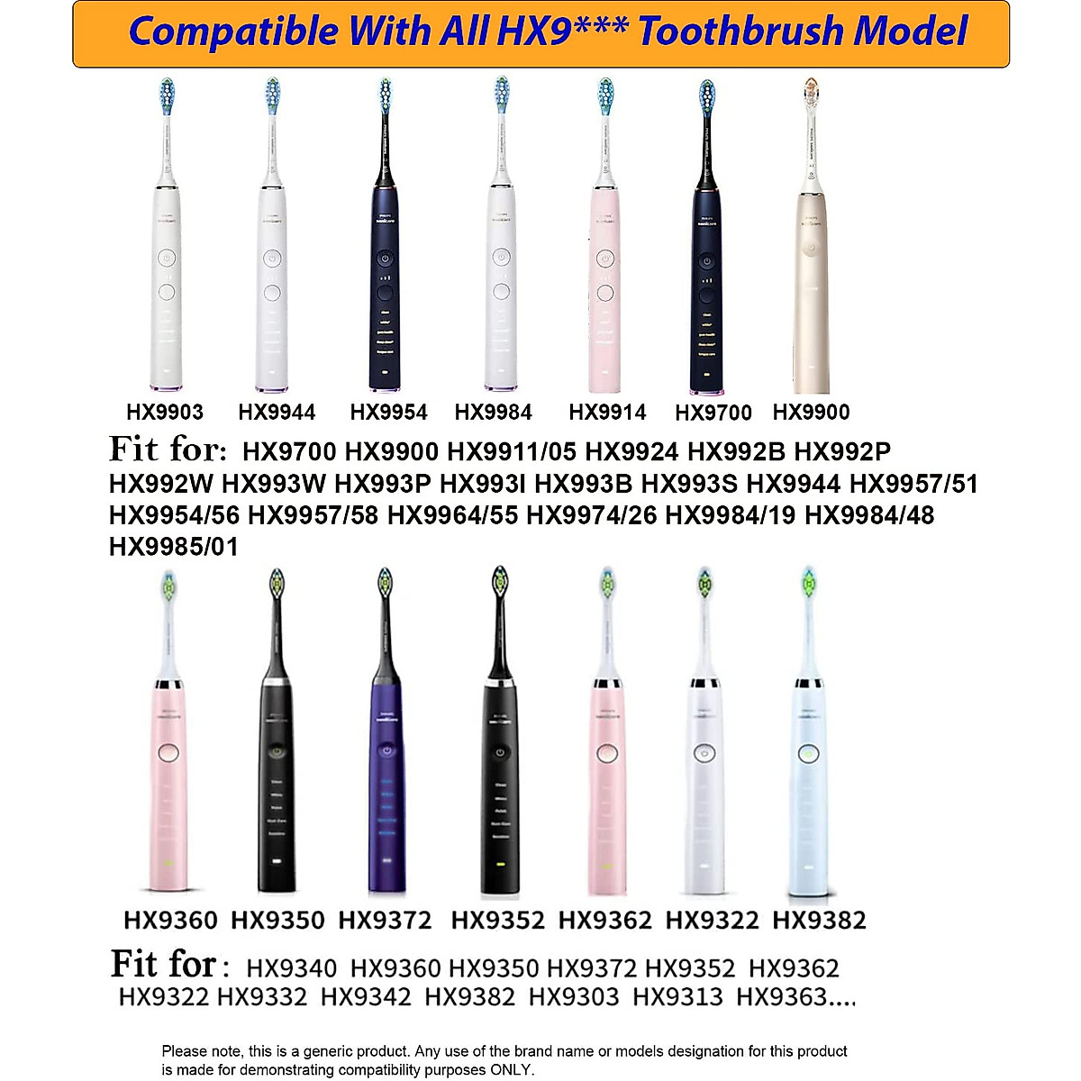 Toothbrush Charger for Philips Sonicare CBA1001 Charger Compatible HX9350 HX9500 HX9911 HX9924 HX992B HX992W HX993W HX9944 HX9957/51HX9964 HX9974 HX9984 HX9985 110-240V (White)