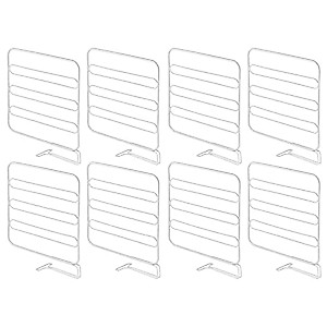 mDesign Versatile Metal Wire Closet Shelf Divider and Separator for Storage and Organization in Bedroom, Bathroom, Kitchen and Office Shelves - Easy Install, 8 Pack - White