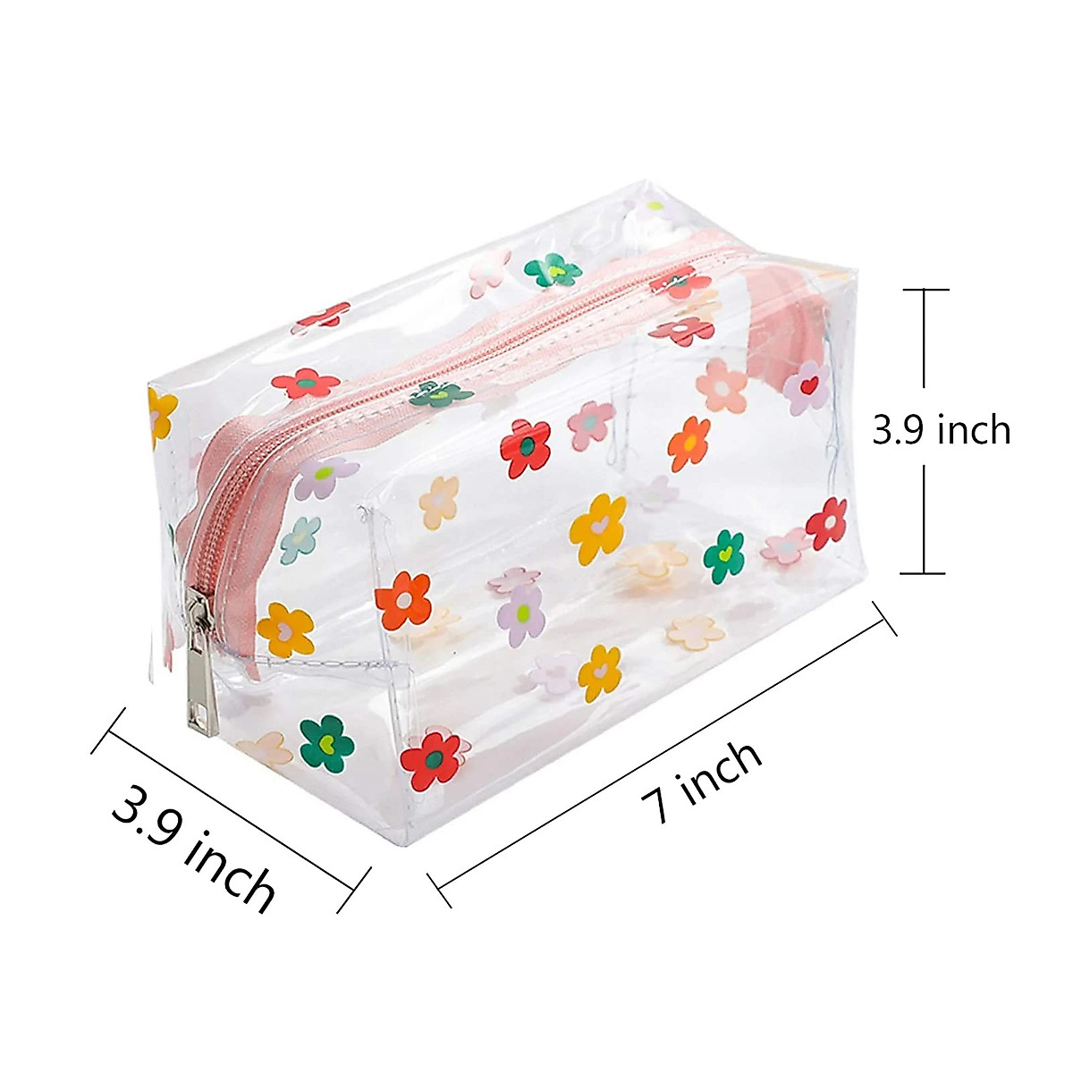 ASkinds Clear Cosmetic Bag Cute Cartoon Flower Cosmetic Bag Waterproof Transparent Makeup Bag Portable Storage Bag Travel Toiletry Organizer Pouch for Women