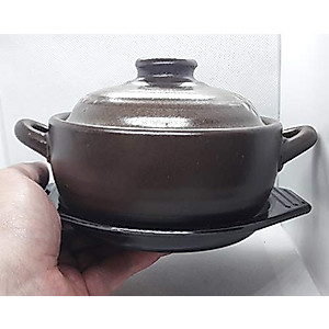 16.9ounce(500cc)Korean Traditional Ceramic Stone Bowl with Trivet for Dolsot Bibimbap Stew Soup