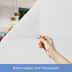VILMA Window Privacy Film Frosted Glass Window Film Sun Blocking Non Adhesive Heat Blocker Static Window Clings Opaque Decorative Window Stickers for Bathroom Home Office 17.5 x 78.7 Inches