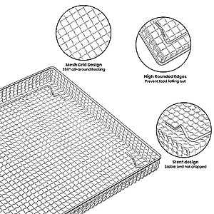 Stainless Steel Baking Tray Pan and Air Fryer Basket Compatible with Cuisinart Airfryer TOA-060 and TOA-065 for Cuisinart air fryer replacement parts