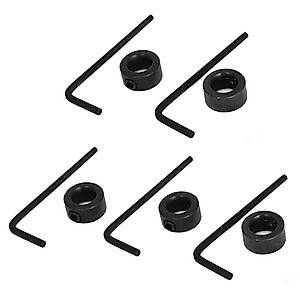 uxcell 8mm Bore Drill Stop, Drill Bit Depth Holder, Set Screw Style, Black Oxide Carbon Steel, Pack of 5