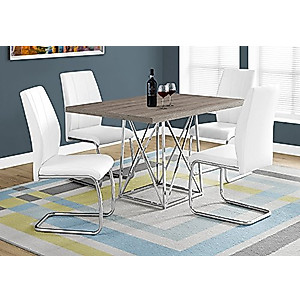 Monarch Specialties 2 Piece DINING CHAIR-2PCS/ 39" H/WHITE LEATHER-LOOK/CHROME, 17.25" L x 20.25" D x 38.75" H