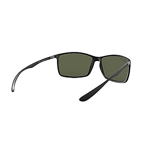 Ray-Ban Men's RB4179 Liteforce Square Sunglasses, Matte Black/Polarized Green, 62 mm + 1