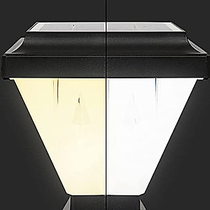 JSBDPHW Outdoor Waterproof LED Pillar Lamp Solar Post Light Double Wing Simple Plastic Column Light Wall Garden Gate Base Light Deck Light Lawn Light