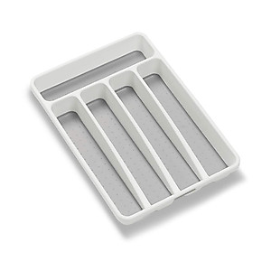 madesmart Classic Mini Silverware Tray - White & Classic 9.75" x 6.75" Bin - White | CLASSIC COLLECTION | Soft-grip Lining and Non-slip Rubber Feet | BPA-Free