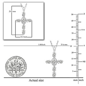 Dazzlingrock Collection 5X3mm Oval Lab Created White Sapphire & Round Natural White Diamond Cross Pendant with 18 Inch Gold Chain for Women in 10K White Gold