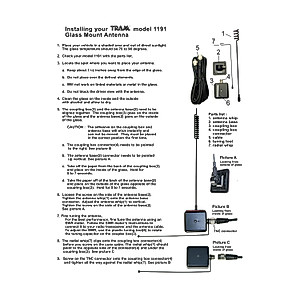 Tram 1191 50-Watt Pretuned Dual-Band 144 MHz to 148 MHz VHF/440 MHz to 450 MHz UHF Amateur Radio Antenna Kit with Glass Mount and Cable