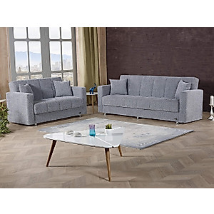 Beyan Signature Empire Furniture USA Niagara Collection Convertible Sofa Bed with Storage Space, Includes 2 Pillows, Gray