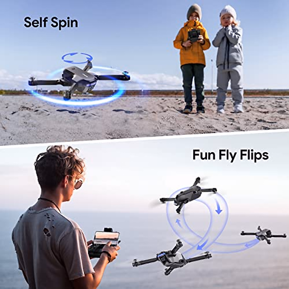 TOMZON T4W Drones with 2K Camera for Adults, Foldable FPV Drone for Beginners with Long Range, One Key Take off/Land, Altitude Hold, RC or APP Control, Circle Fly, Gravity Mode 2 Batteries 36 Mins