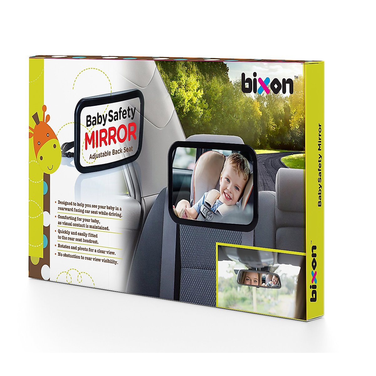 Bixon Baby Car Mirror, Rear Facing, Convex Shatterproof Back-Seat Mirror, Easy Fitting to Keep Baby In Sight, Clearer View With Allowed Rotation