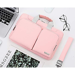 Lacdo Laptop Bag for Women, Laptop Shoulder Bag Sleeve Case for 13 inch New MacBook Air M2 A2681 M1 A2337 A2179 A1932 | 13 inch New MacBook Pro M2 M1 A2338 A2251 A2289 A2159 | 12.9" New iPad Pro, Pink