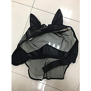 U/A WYBABY Horse Fly Mask Spring Summer with Big Ears and Long Nose Cover
