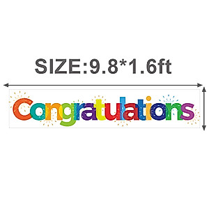 Colorful Congratulations Large Banner Wedding, Anniversary, Graduation, Retirement Party Decorations Supplies (9.8 x 1.6 feet)