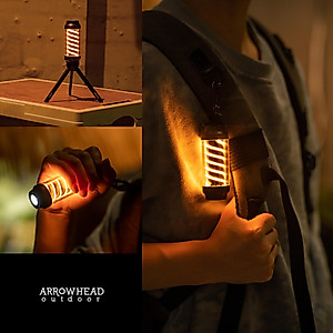 ARROWHEAD OUTDOOR 3.5-inch Convertible LED Camping Lantern Flashlight, 7 Lighting Modes, USB-C Charging, IP6X, Max. 90 Lumens, Tripod and Carabiner Included, Black