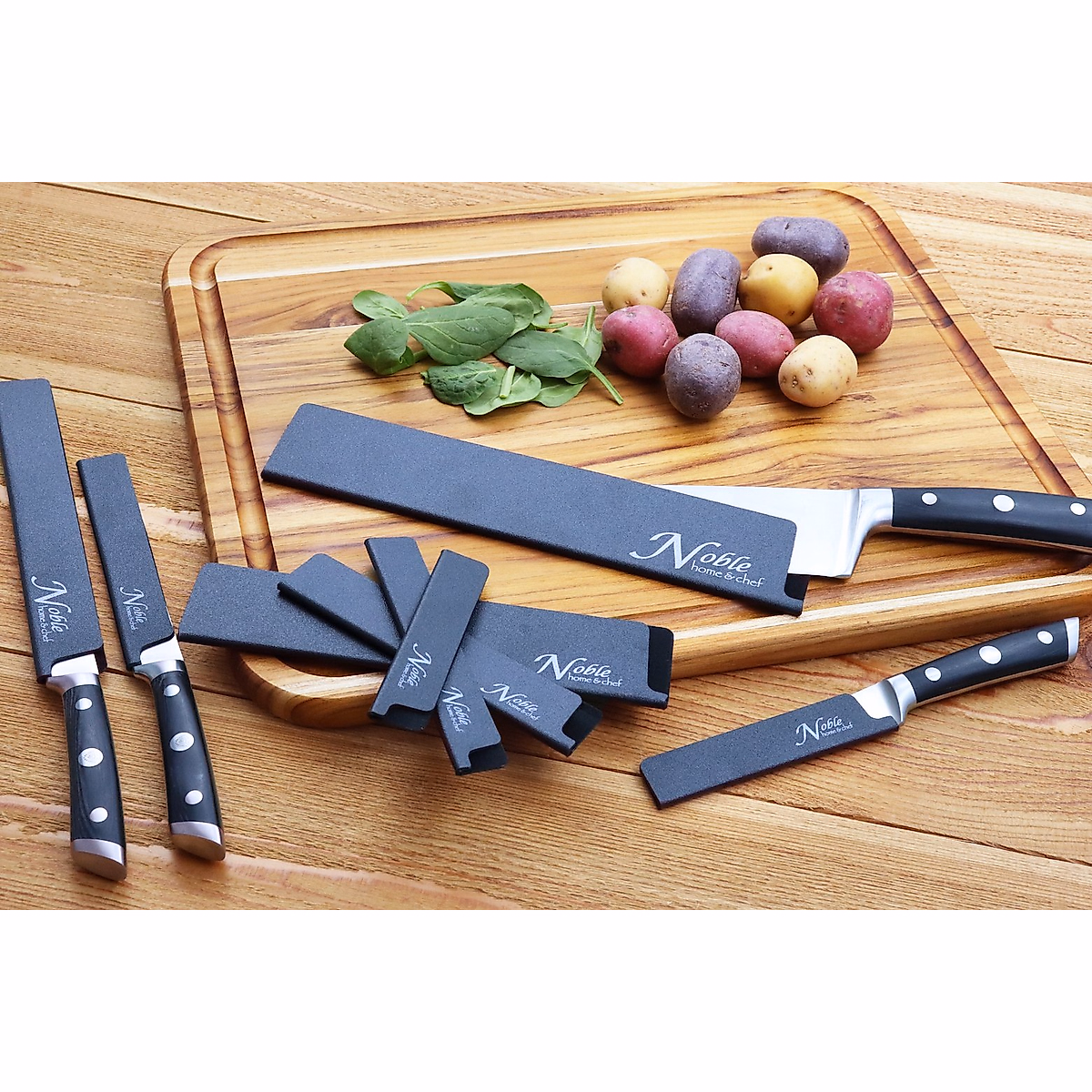 Noble Home & Chef 8-Piece Universal Knife Guards are Felt Lined, More Durable, Non-BPA, Gentle on Blades, and Long-Lasting Knives Covers Are Non-Toxic and Abrasion Resistant! (Knives Not Included)