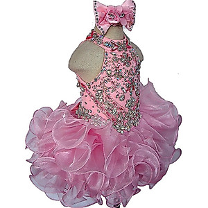 Junguan New Born Baby Girls Short Halter Cupcake Pageant Dresses Princess Birthday Party Tutu Ball Gowns 3 US Mint Green