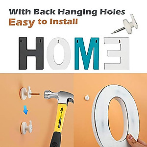 Solution4Patio Wooden Home Signs with Back Hanging Holes, Freestanding Cutout Words Table Centerpiece, Rustic HOME Letters for Living Room, Home Decor #D305A00