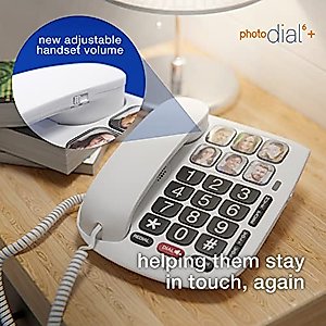 SMPL Hands-Free Dial Photo Memory Corded Phone, One-Touch Dialing, Large Buttons, Flashing Alerts, Durable, Perfect for Seniors, Alzheimer's, Dementia (6 Image | Amplify Switch)