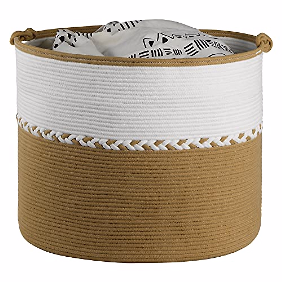 KEBEIYA Large23.62x17.31x23.62 inch Blanket Storage Basket, Woven Baby Laundry Basket with Built-in Handles for Blanket Storage, Nursery Basket Soft Storage Bins