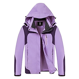 SaphiRose Womens Waterproof Rain jacket Lightweight Active Outdoor Raincoat with Removable Hood (Purple,Large)