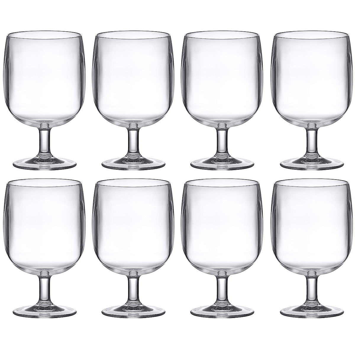 Amazing Abby - Stacy - 12-Ounce Stackable Plastic Wine Glasses (Set of 8), Reusable Plastic Wine Glasses, BPA-Free and Shatter-Proof, Perfect for Poolside, Outdoors, Camping, and More