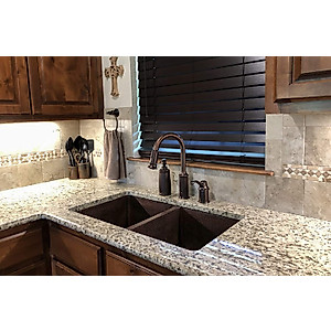 Premier Copper Products K50DB33199 33-Inch Hammered Copper Kitchen 50/50 Double Basin Sink, Oil Rubbed Bronze